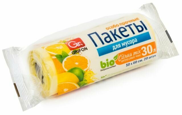 Пакеты д/мусора GRIFON Bio Цитрусовый 30/35л 20ш