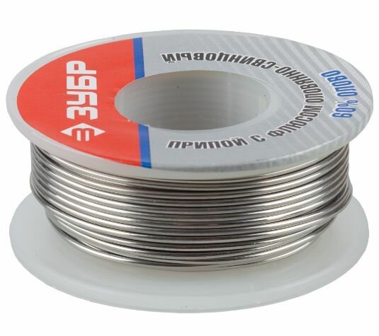 Припой ЗУБР, оловянно-свинцовый, 60% Sn/40% Pb,100гр