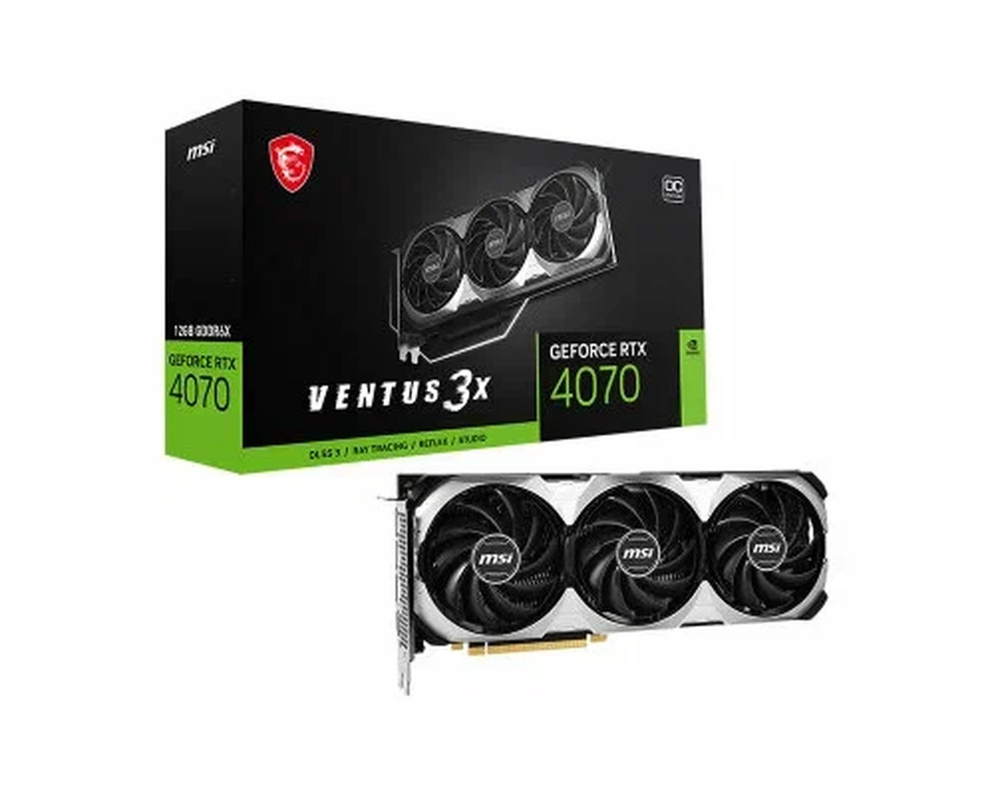 Видеокарта MSI GeForce RTX 4070 VENTUS 3X 12G OC, Retail, цвет серый/черный