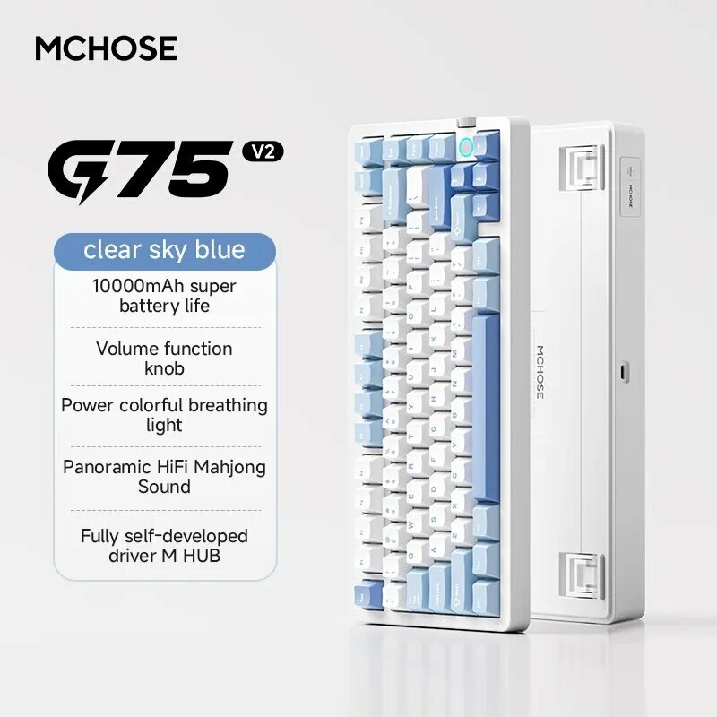 MCHOSE Игровая клавиатура беспроводная , Английская раскладка, голубой