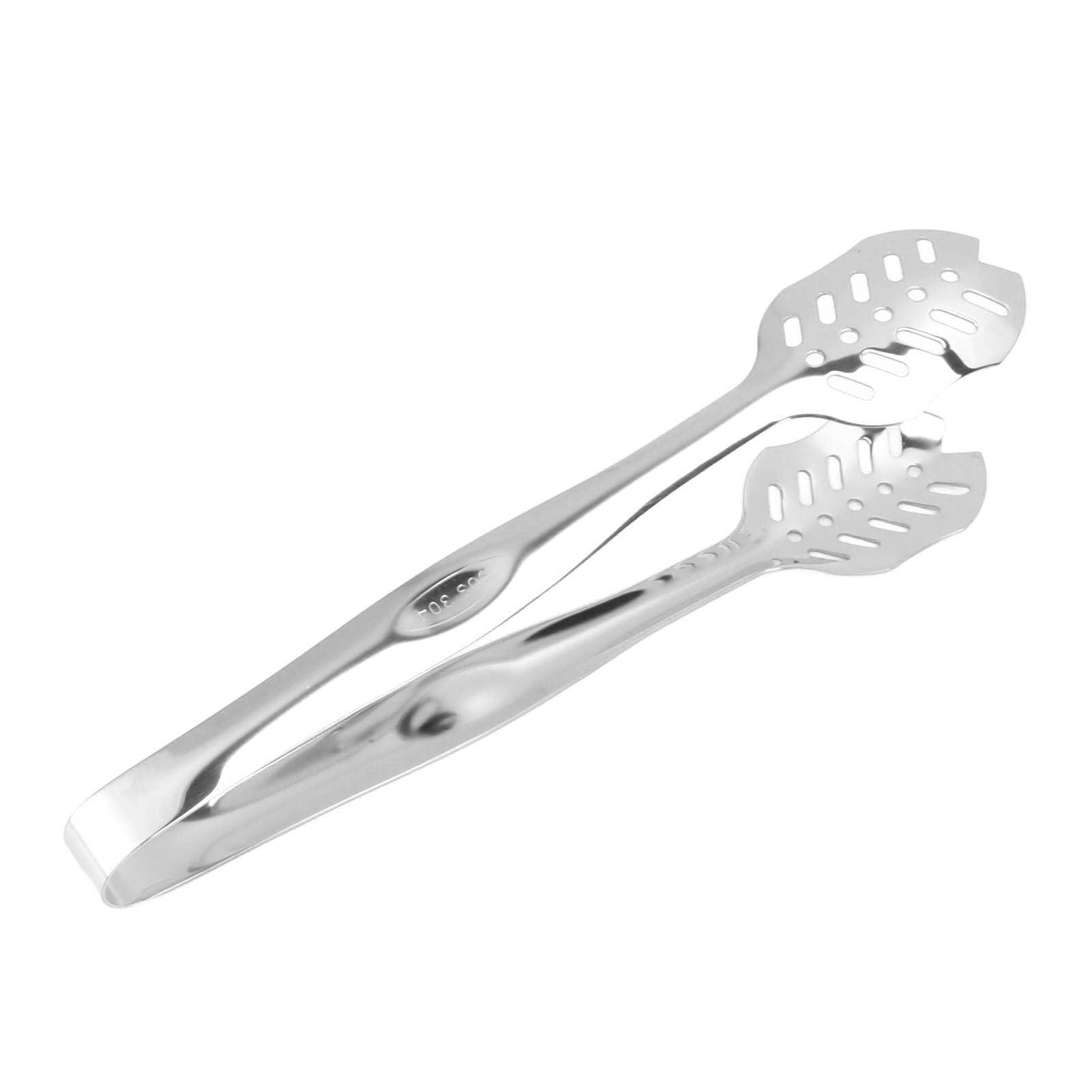 Щипцы для еды из нержавеющей стали, безопасные для пищевых продуктов, утолщенные полые щипцы для сервировки шведского стола для кухни, шведского стола, барбекю, вечеринки, обычные щипцы, серебро