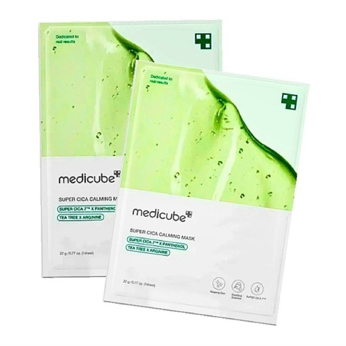 Medicube Успокаивающая тканевая маска для лица с центеллой (2шт) Super Cica Calming Mask