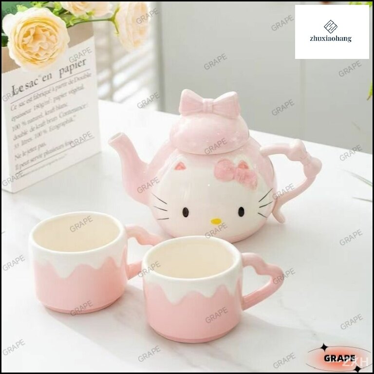 Эксклюзивный набор керамических чайников Hello Kitty с повышенной термостойкостью и значительным объемом для домашнего использования