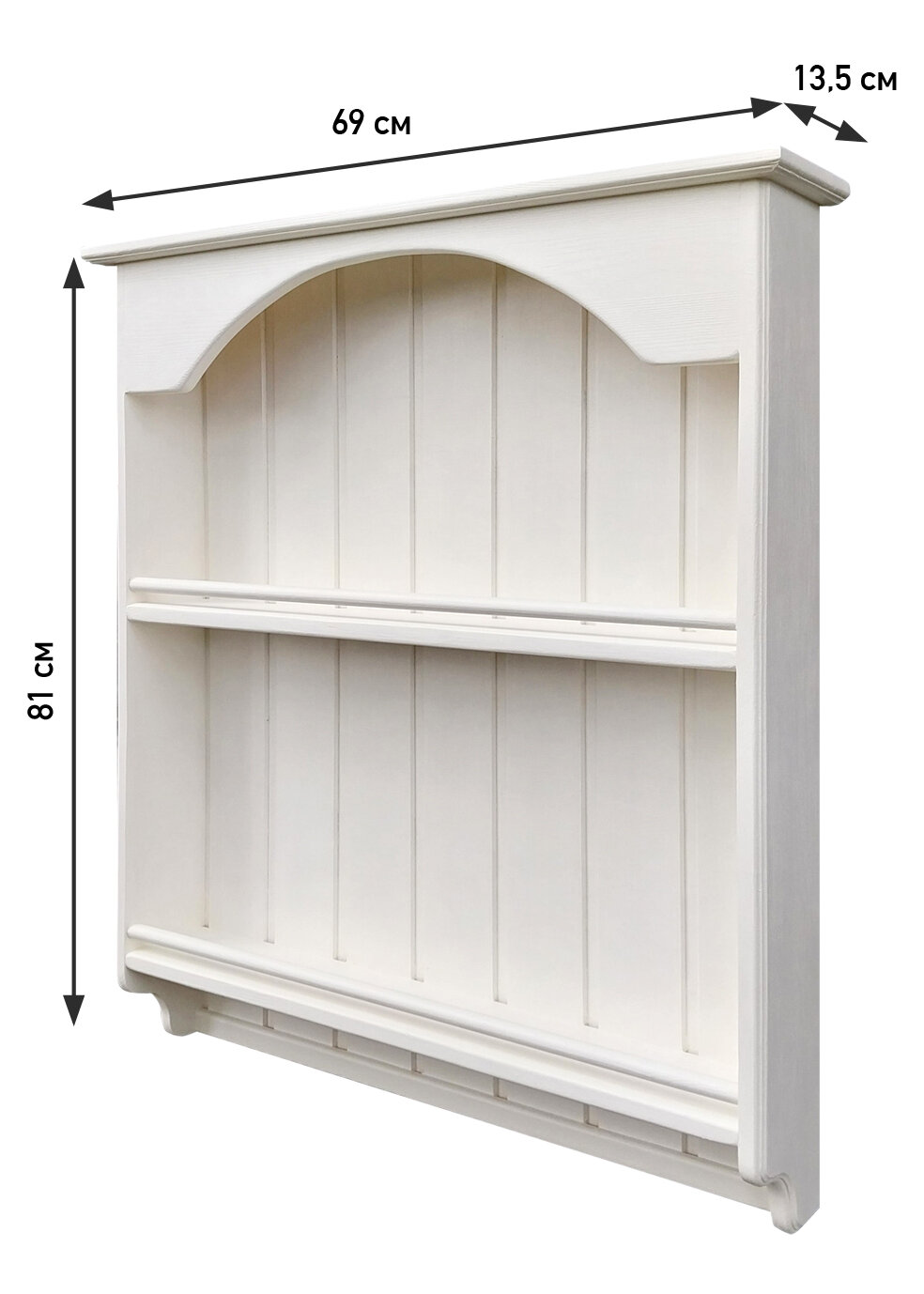 Полка с узором в виде арки в стиле "Прованс". Массив сосны. Ручная работа