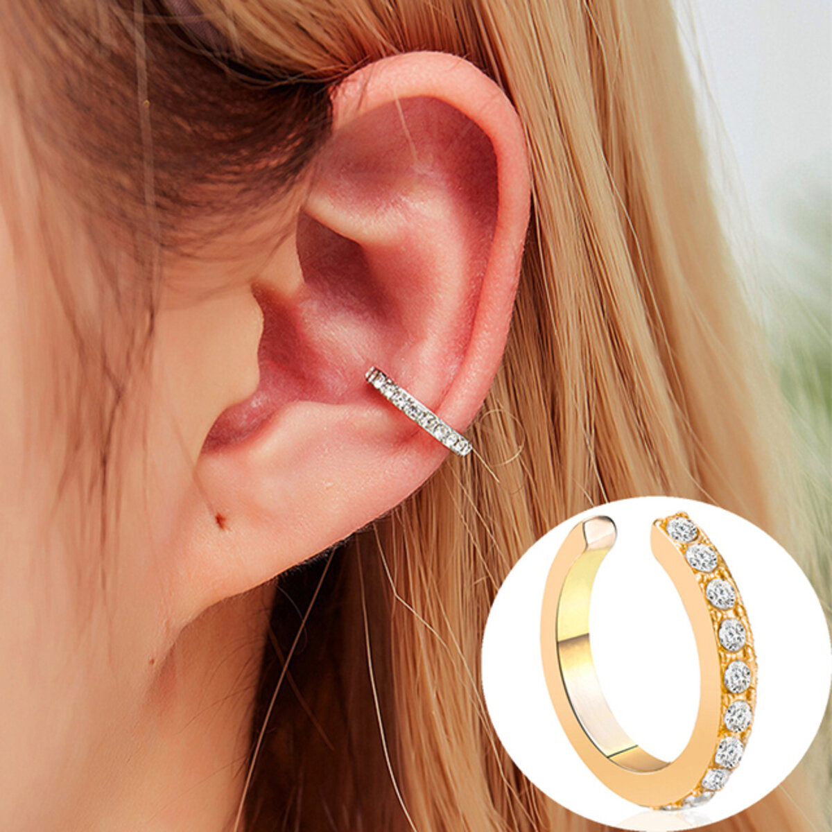 Серьги каффы, искусственный камень