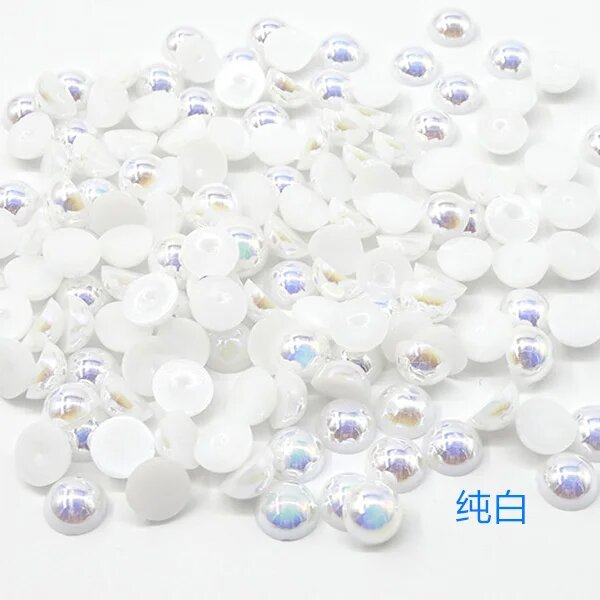 Стразы полукруглые имитация жемчуга Nailsworld Белый, 2mm 10000pcs, Pure white AB