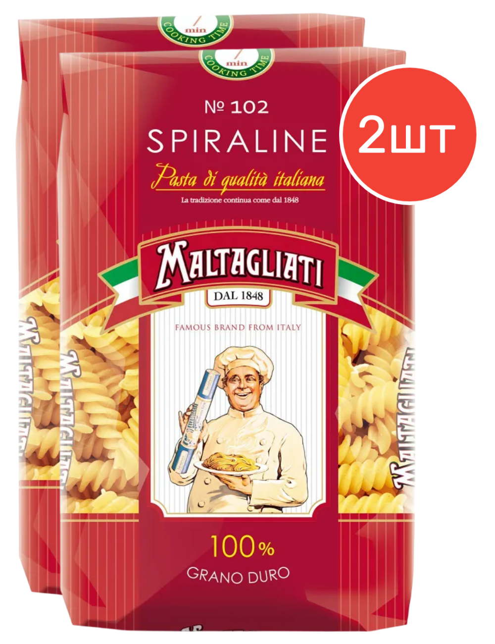 Макароны Maltagliati №102 Спираль лигурийская, из твердых сортов, 450г 2шт