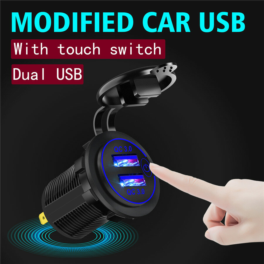 12 В-24 В Автомобильный Прикуриватель С Двойной Зарядкой Qc3.0 Usb Автомобильное Зарядное Устройство С Проводом И Клеммо