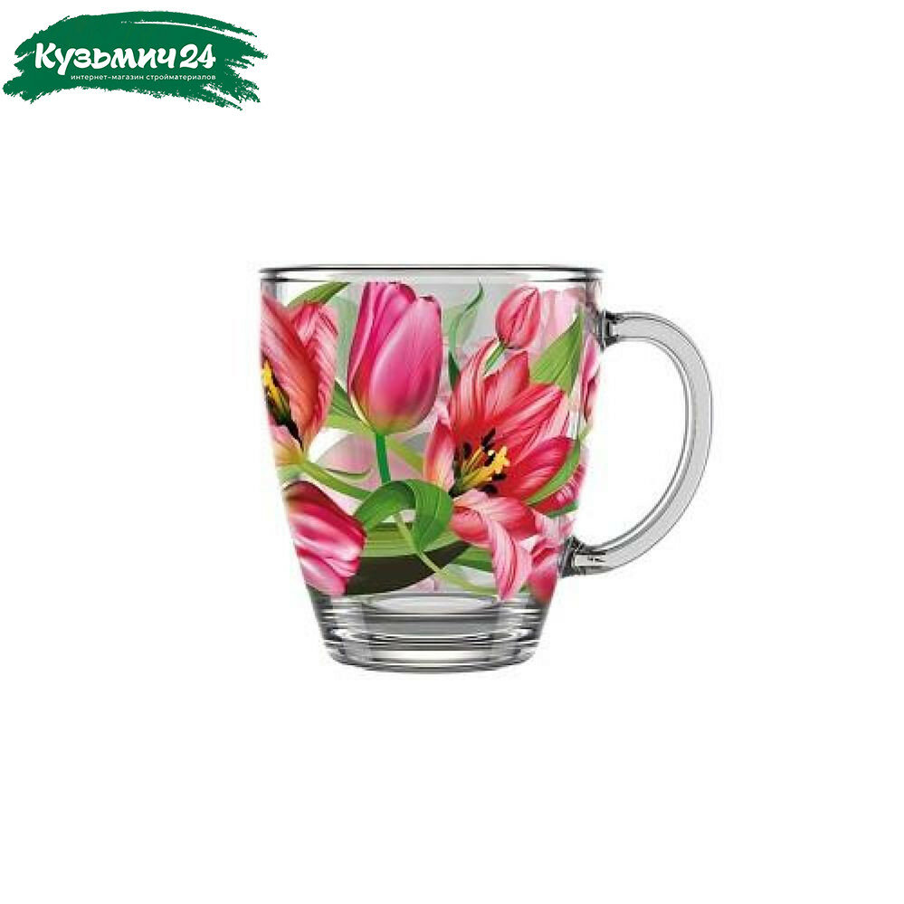 Кружка стеклянная Тюльпаны 350 мл