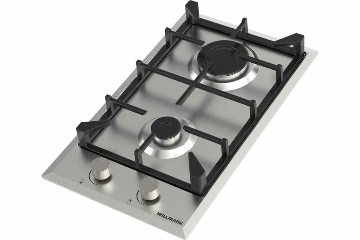 Варочная панель WILLMARK WGH-2301SS, нержавеющая сталь, 2 газовые конфорки