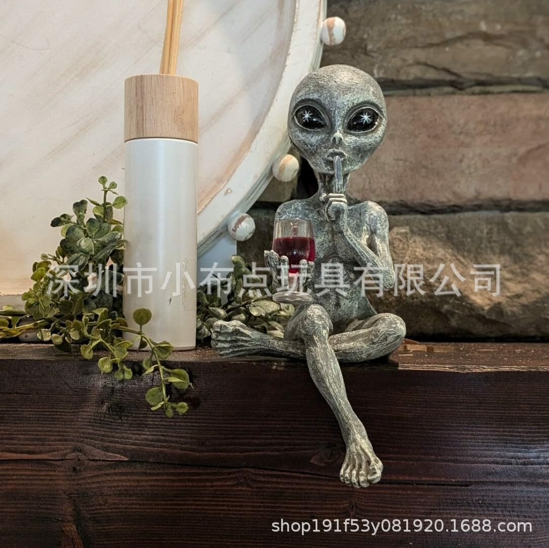 Статуэтка из смолы - Садовая статуэтка-карлик в виде инопланетянина НЛО из смолы