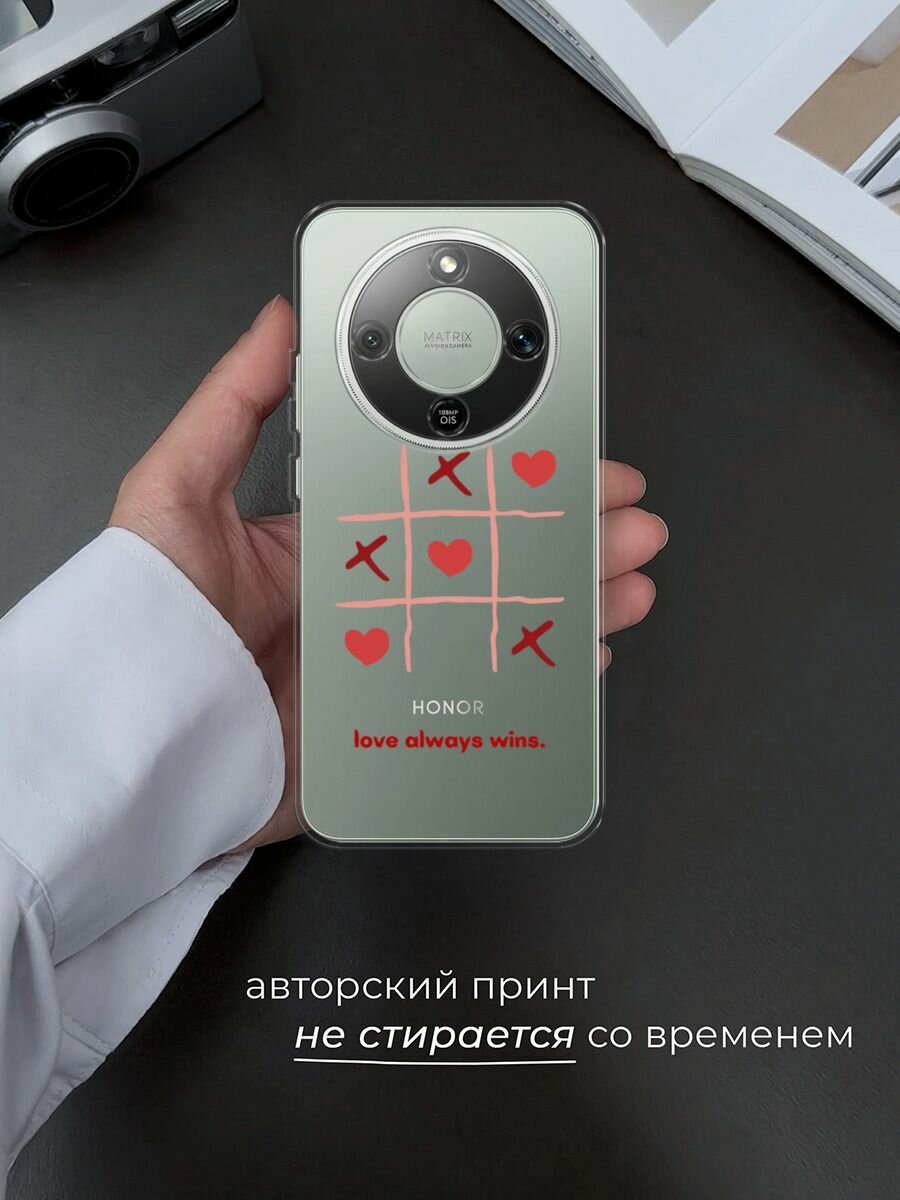 Чехол на Honor X9d / Хонор X9d с принтом love always wins, прозрачный — фото 1