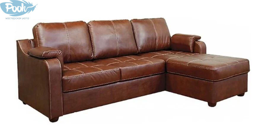 Фабрика мебели Pooh Кожаный угловой диван-кровать Берета Skin Eichel, натуральная кожа/экокожа