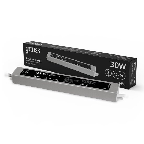 Блок питания для светодиодной ленты Gauss 30W 12V IP66