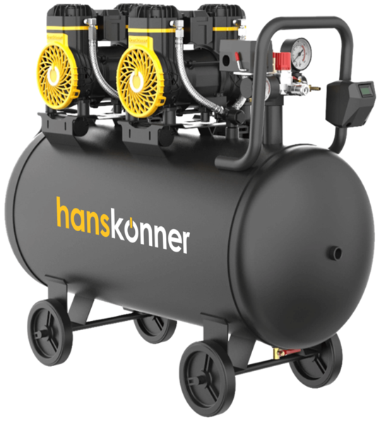 Компрессор воздушный безмасляный Hanskonner HAC1002 2*1450Вт, 500л/мин, ресивер 100л, 8 бар