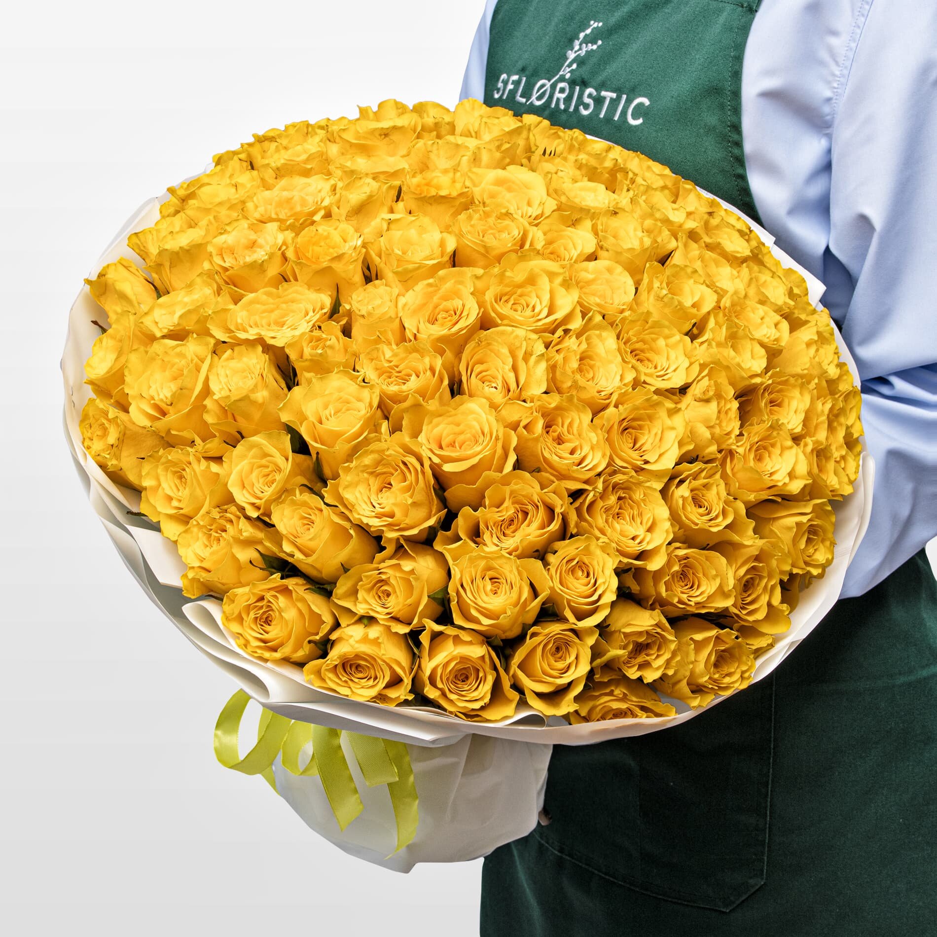 Букет желтых Роз Кения 40 см 101 шт Сияние Души