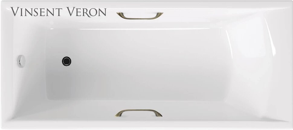 Ванна чугунная Vinsent Veron Devon VDV1807045H/VH0012BR 180x70 см, с ручками, белый