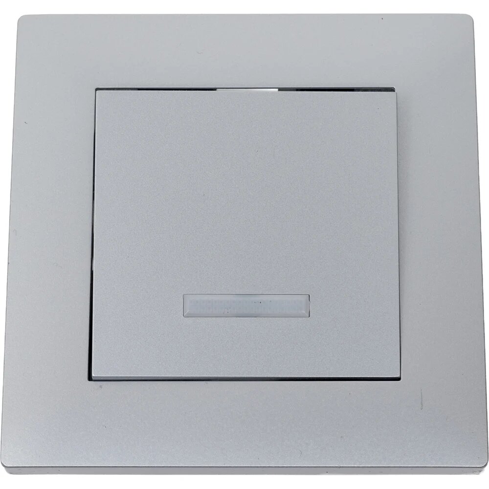 Выключатель MAKEL 1-клавишный СП KAREA RIZZ 10А IP20 с подсветкой сереб. 88065021