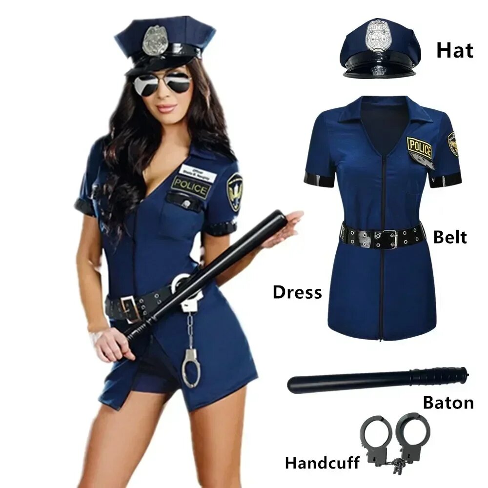 Женский полицейский комбинезон для ролевых игр Темно-синий, XXL, Blue B
