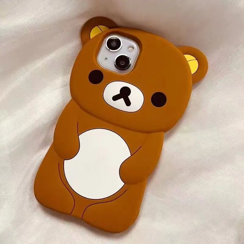 Силиконовый Чехол Для Телефона С 3D-изображением Пары Медведей Для iPhone SE/X/XS/XR/4/4S/5/5S/7/8/11/12/13/14/15/16/17 Pro M.