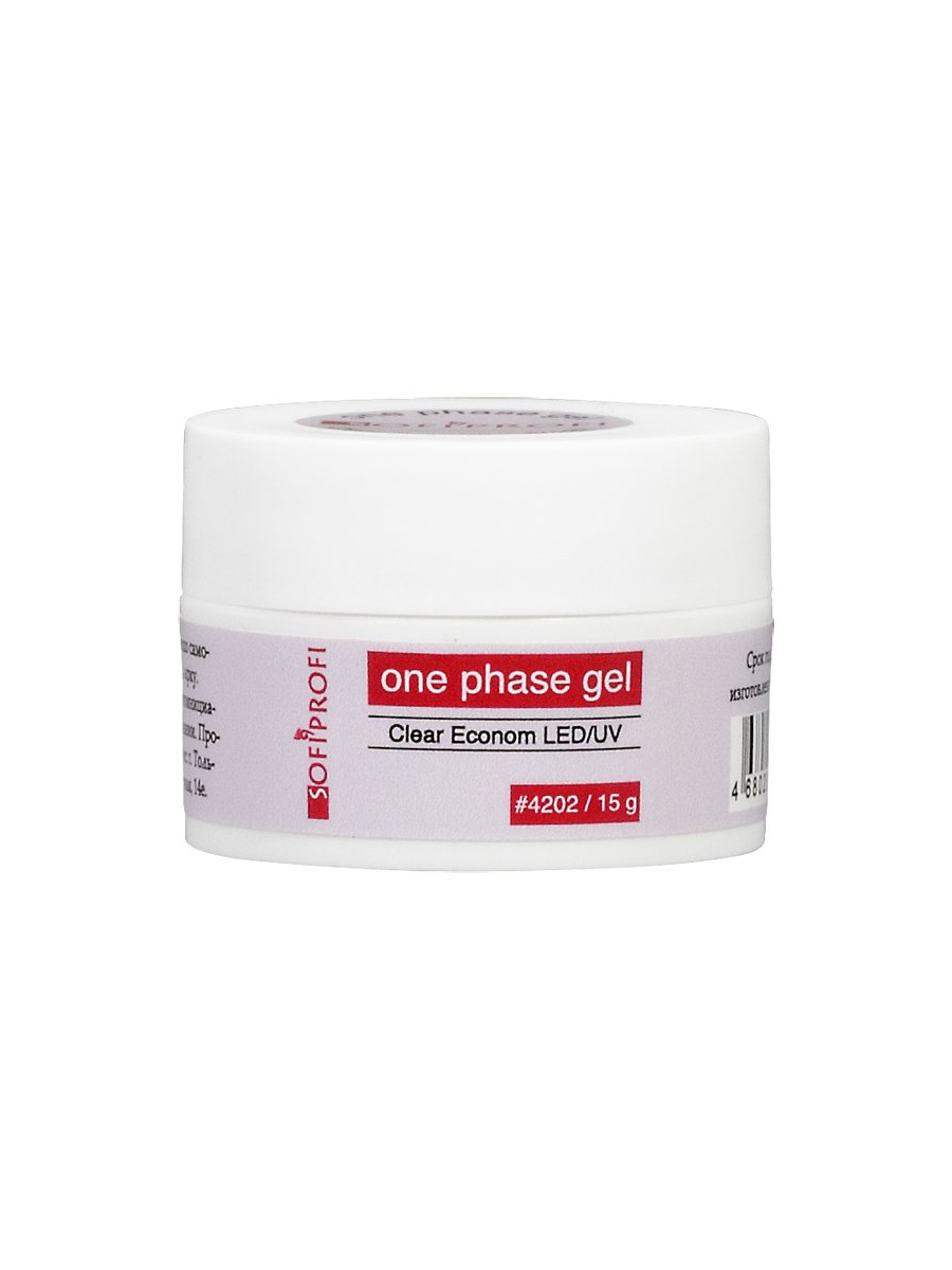 Однофазный гель для наращивания ногтей Clear Econom Sofiprofi One Phase Gel Clear Econom, 15 мл