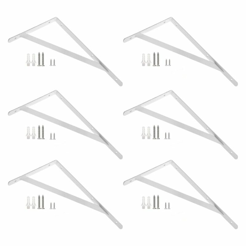 6 простых треугольных кронштейнов из кованого железа, настенных кронштейнов, стеллажей, перегородок, полок-белый-длина 150 мм, высота 95 мм