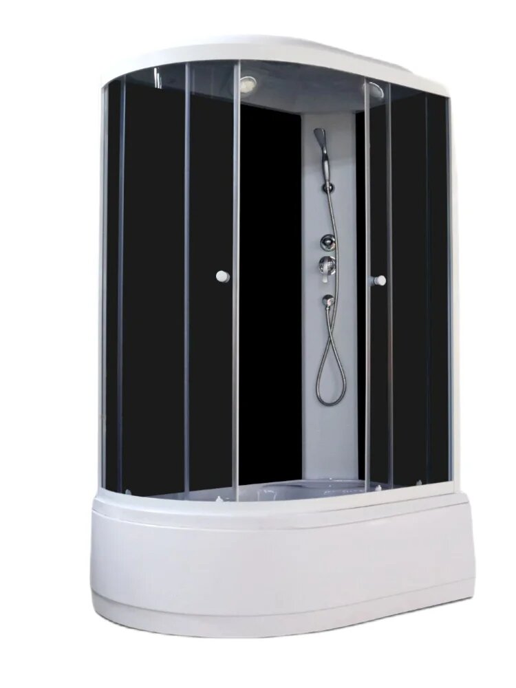 Душевая кабина Parly Classic Эконом EC1221R стеклянная, 120x80, высокий поддон, с сиденьем, закрытая (с крышей), без гидромассажа, с белым профилем, с функцией тропический душ