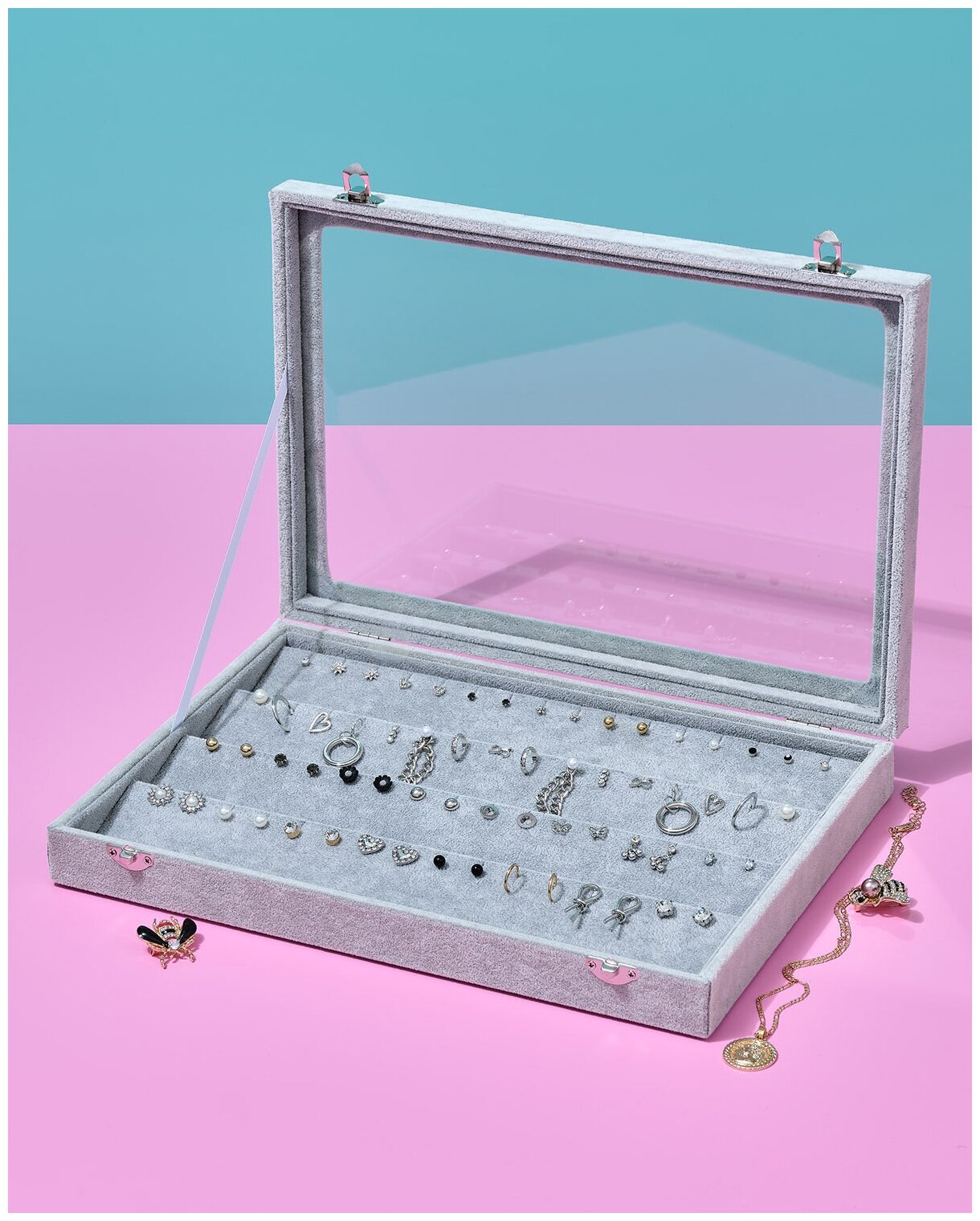 Шкатулка органайзер для хранения сережек большая A255-12