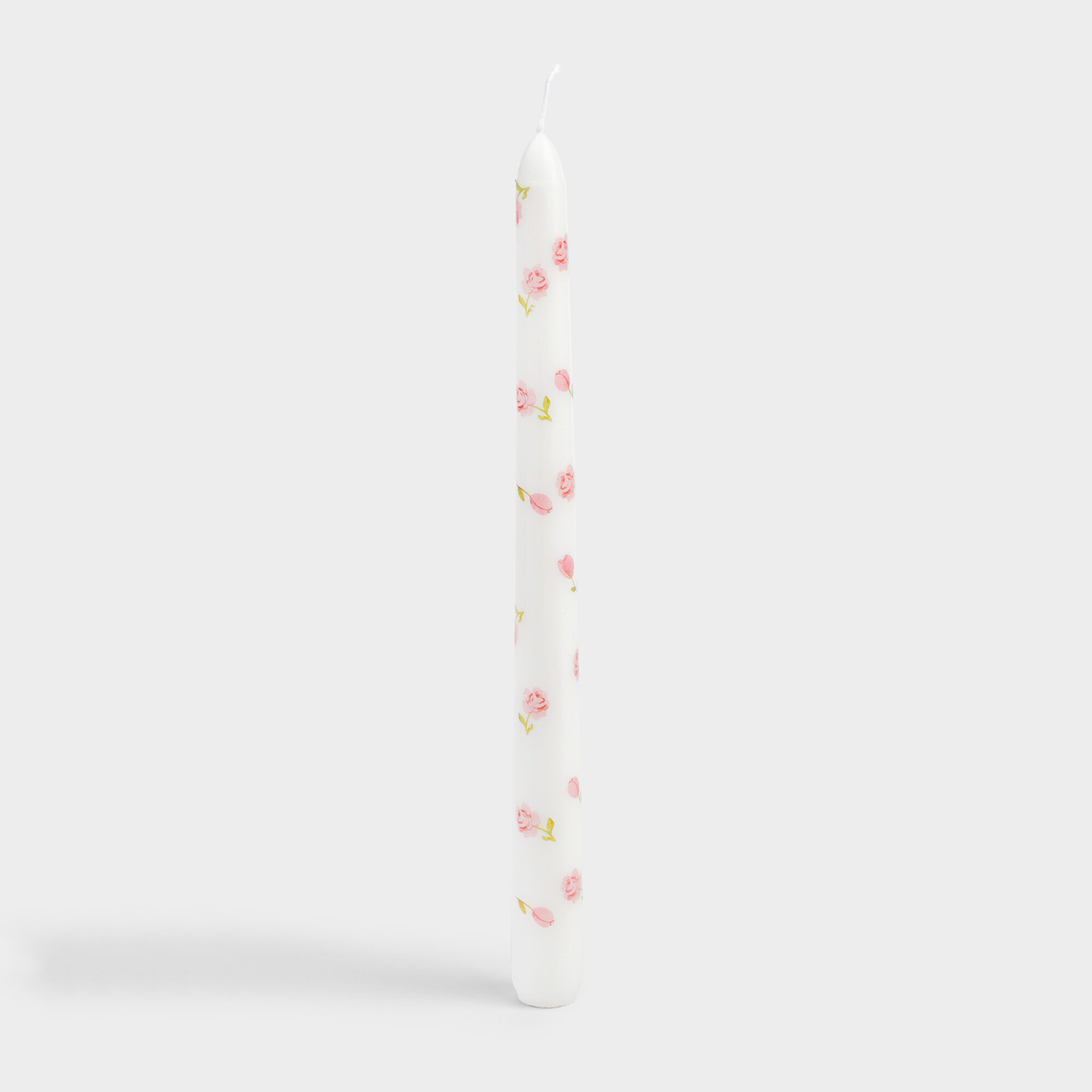 Свеча декоративная Kuchenland, 25 см, тонкая, белая, Цветы, Print candle