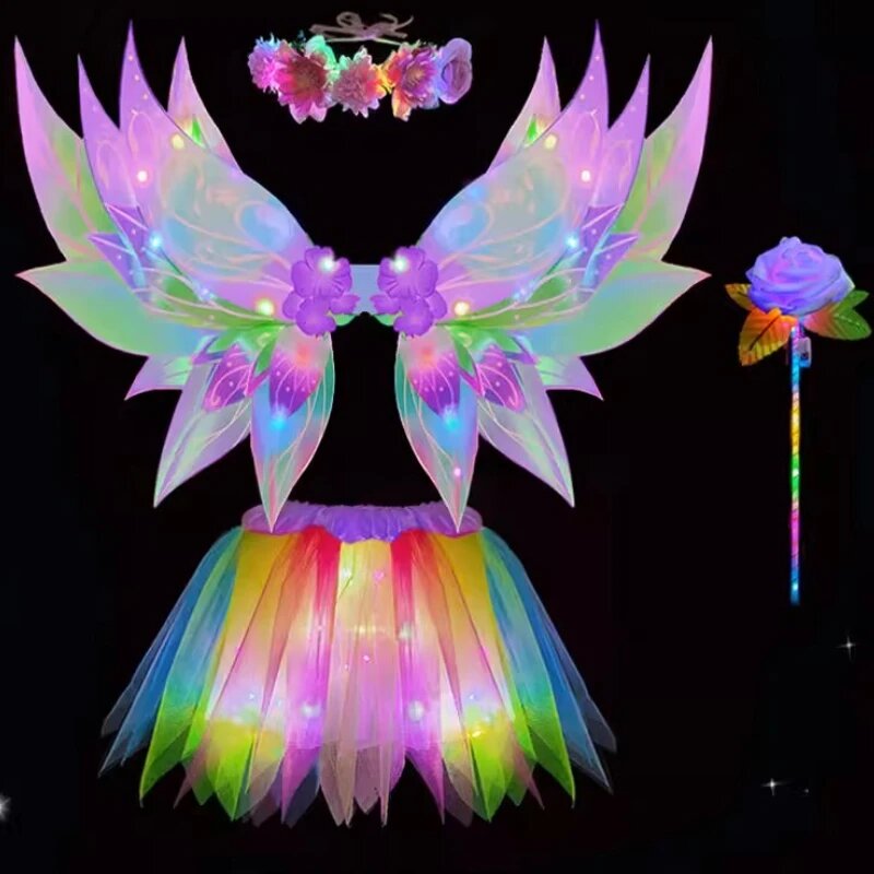 Светящиеся крылья бабочки для девочки purple 4pc set led A