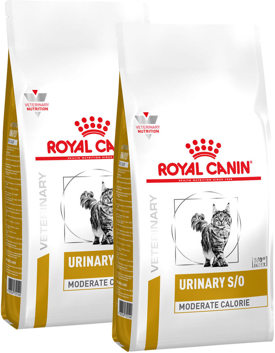 Корм сухой Royal Canin Urinary S/O Moderate Calorie для взрослых кошек при мочекаменной болезни с умеренным содержанием энергии, 1,5 кг х 2 шт