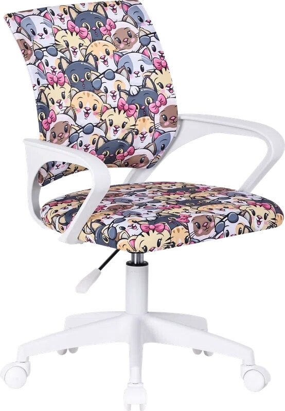 Кресло компьютерное детское Defender Fiesta принт Коты, ткань, класс1