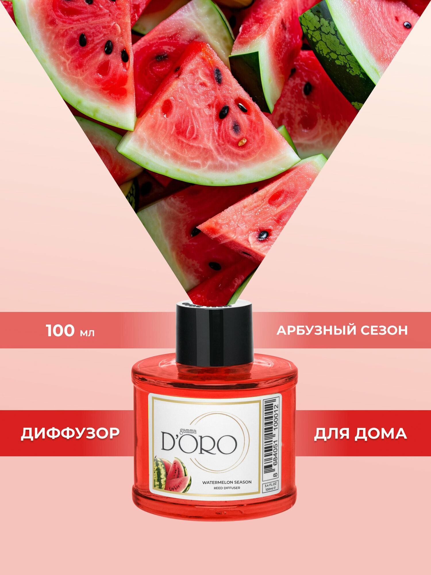 Ароматический диффузор для дома с палочками GAMMA D’ORO Арбузный сезон 100 мл