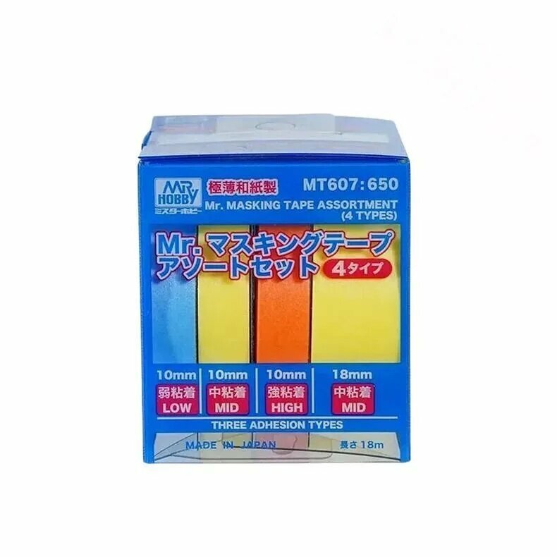 Маскировочная лента, 10 мм х3 и 18 мм х1, слабой, средней и сильной вязкости