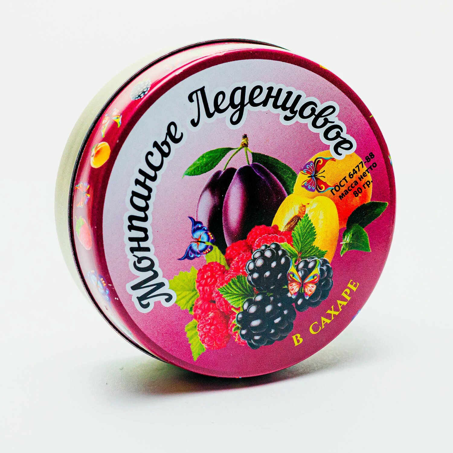 Монпансье леденцовое в сахаре с фруктовым вкусом, 80 г, 5шт.