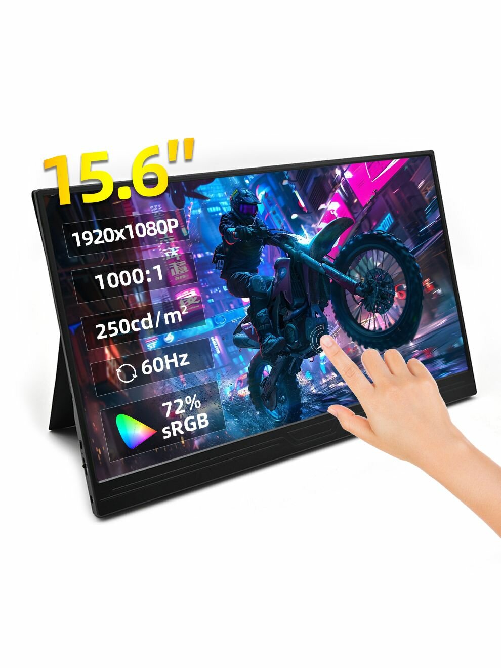 15,6-дюймовый портативный сенсорный монитор с частотой 60 Гц