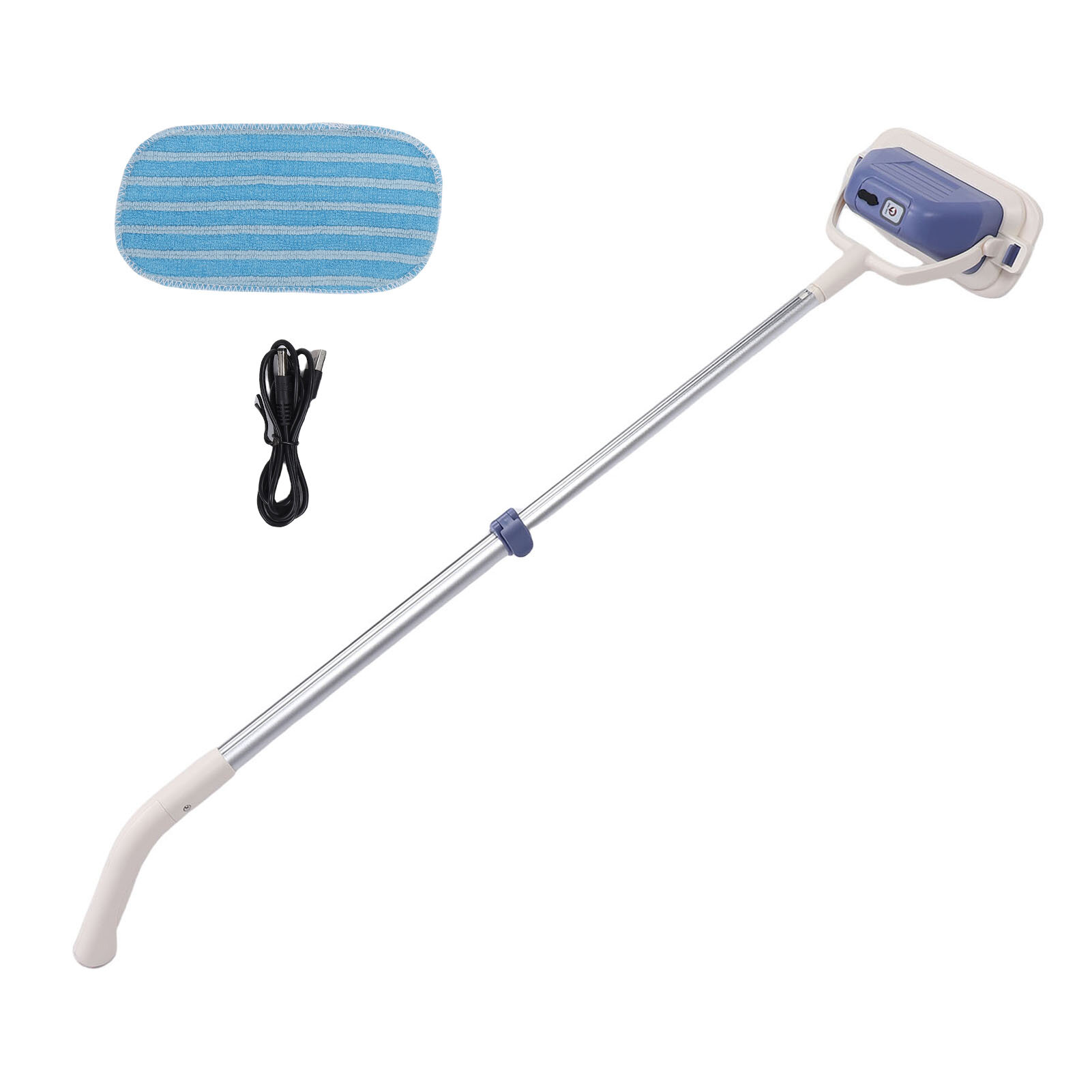 Электрический стеклоочиститель со съемной насадкой, телескопической ручкой, регулировкой угла наклона на 180 градусов, перезаряжаемый, беспроводной, для стекла, мрамора и плитки.
