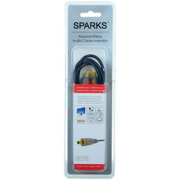 Аудио кабель оптический Toslink Plug - Toslink Plug 1.8m SPARKS SG1118