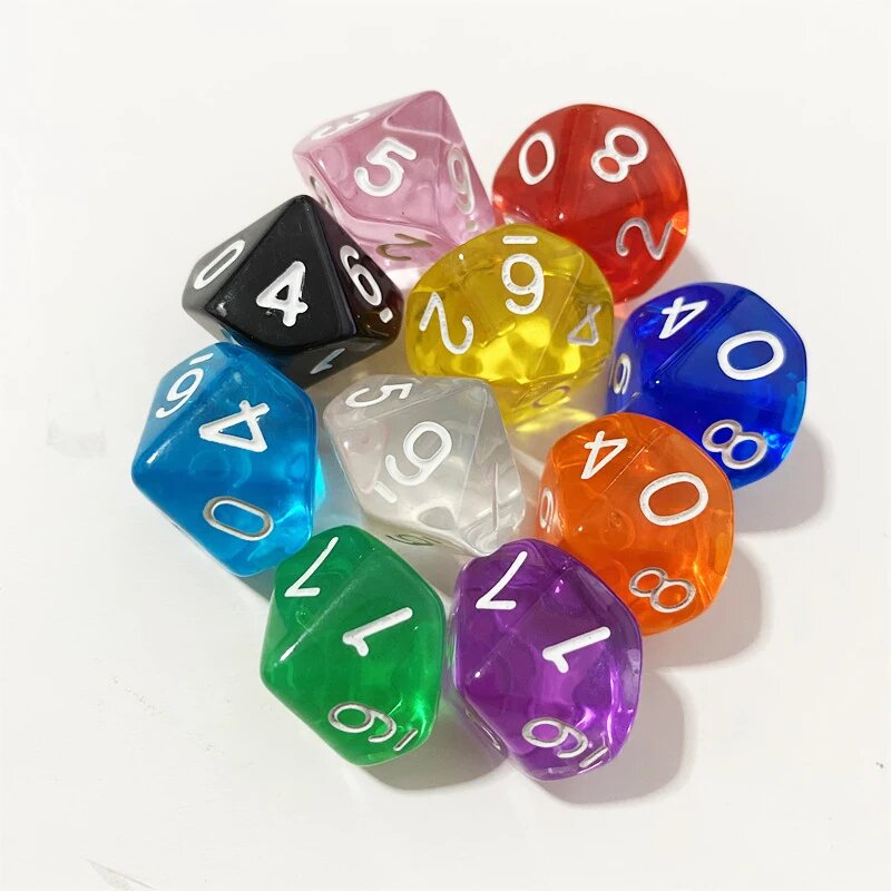 Игральные кости D10 набор из 15 штук D10 Mix clear color