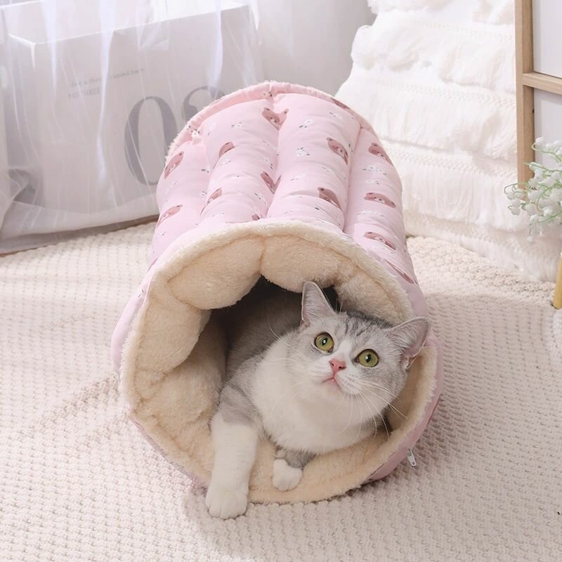 Тоннель игровой для кошек, плюшевая подушка для кошек