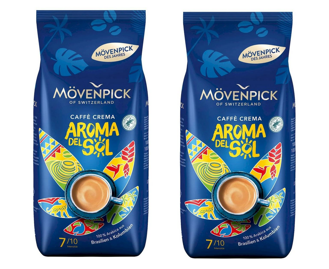 Кофе MOVENPICK des Jahres Aroma del SOL в зернах, натуральный, 1 кг - 2 штуки