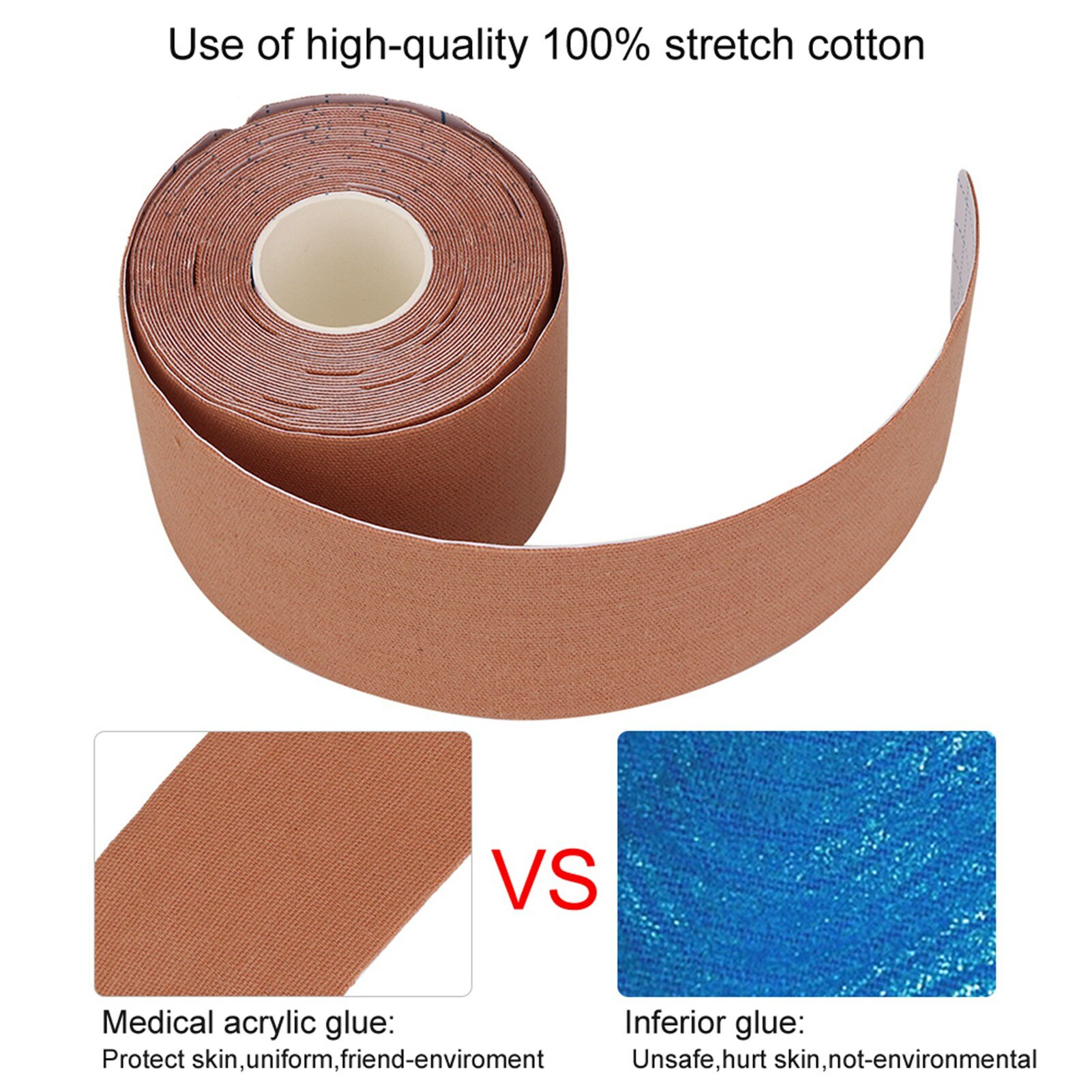 Muscle Tape Bandage Sports Kinesiology Tape Adhesive Pain Relief Muscle Sticker Complexion, Cotton, 180% Stretch, Waterproof, Breathable, 1 x Muscle Tape для футбола, защиты перед матчем, плавания, фитнеса, альпинизма, реабилитации после матча