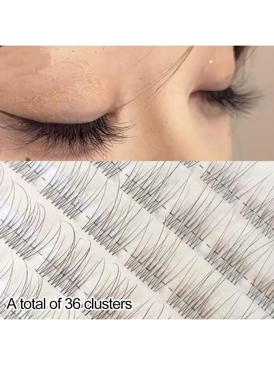 Ресницы кластерные рыбьи хвосты, для дневного макияжа