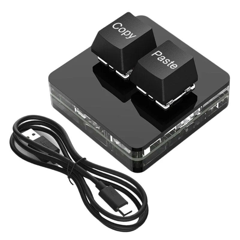 1 пользовательская мини-клавиатура 2 с двумя клавишами быстрого доступа copy and paste hot plug-черный-Английская версия