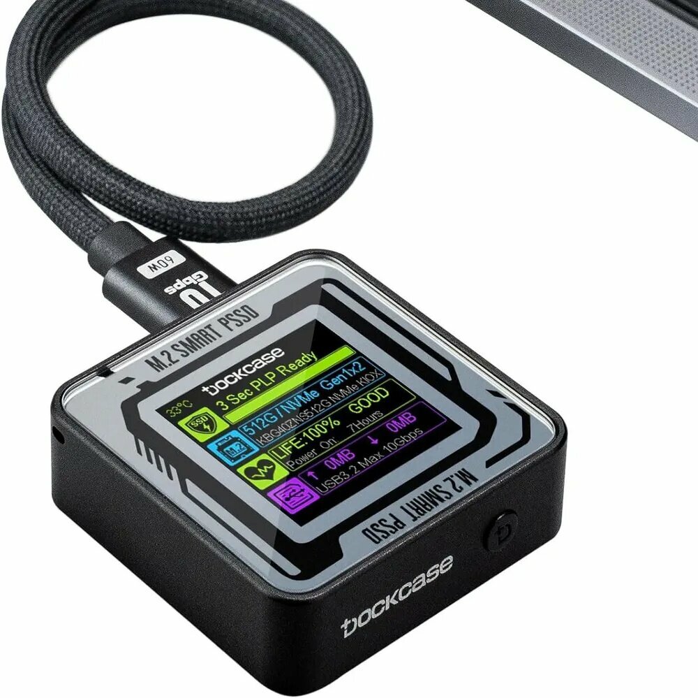 Корпус DOCKCASE Pocket M.2 2230 NVMe SSD, поддержка 3s PLP предотвращает потерю записанных данных, USB 3.2 Gen 2 Type-C (10 Гбит/с), подходит для NVMe PCIe, эксклюзивно для размера 2230