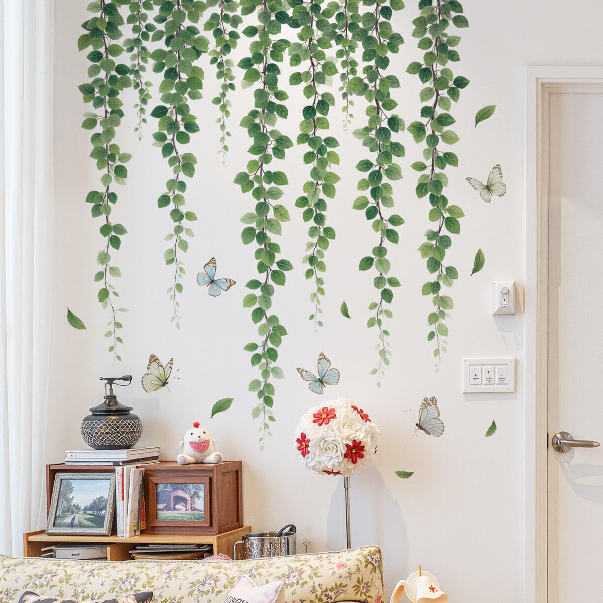 Наклейки на стену, горячая распродажа, свежие растения, виноградная лоза, фон для дивана, съемные декоративные наклейки