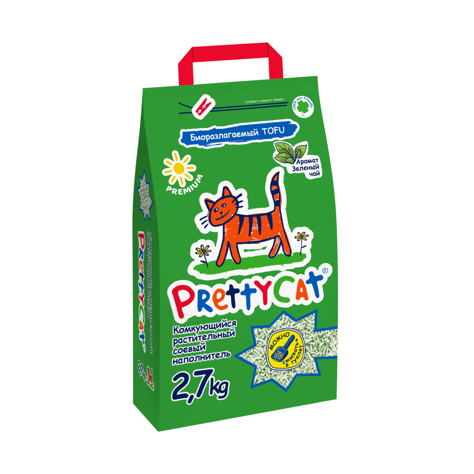 Комкующийся соевый наполнитель TOFU 2,7 кг с ароматом "Зеленый чай"