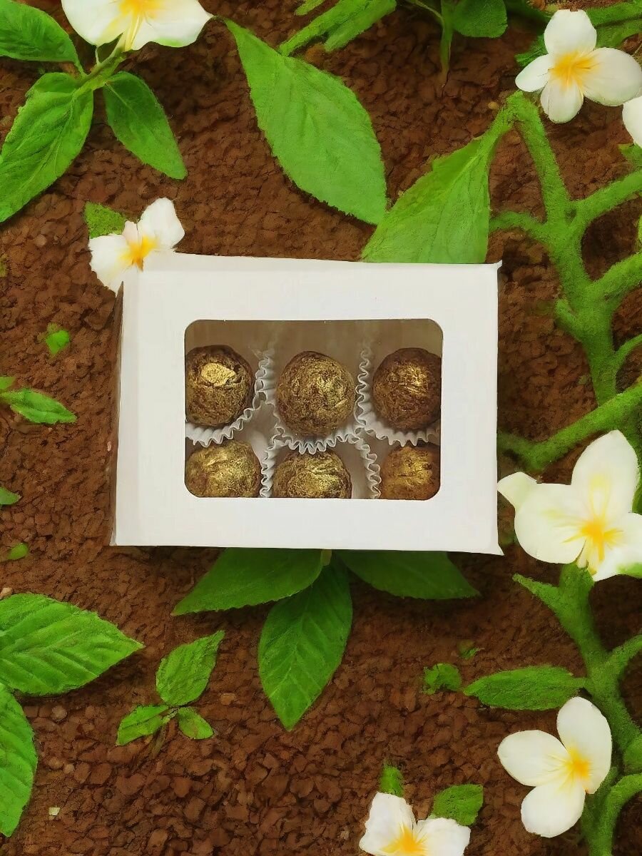 Конфеты шоколадные Приморский кондитер "Трюфель с ликером Куантро" на какао-масле, ручная работа,6шт в подарочной коробке