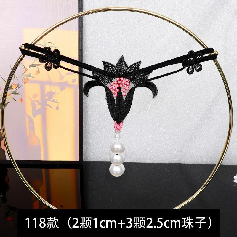 Элитные трусики с жемчугом и бусинами, сексуальные кружевные тонкие бретели, очаровательный крючок в виде бабочки, соблазнительное нижнее белье для женщин, высокий внешний вид, стиль чистого желания