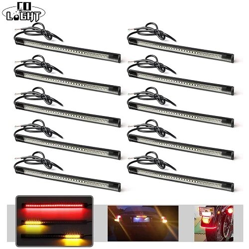 CO LIGHT Гибкая универсальная 48 светодиодная стоп-сигнал, светодиодная лента для мотоцикла, 10 PCS